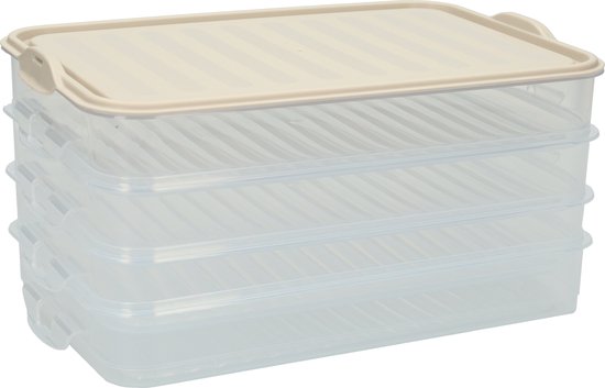 Vleeswarendoos met 4 lagen - 4 x 0.75 L - Taupe / Transparant ...
