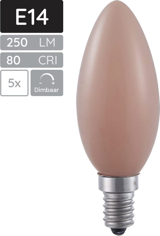 SPL E14 LED Lamp 4.5W Dimbaar - Flame - Extra Warm Wit - 1900K - LED ...