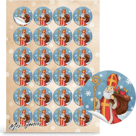 Mrs. Jones Zelfklevende stickers rond 4 cm kerstmanstickers ...