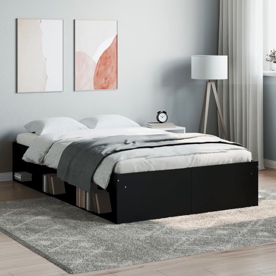 vidaXL Bedframe - Zwart - 120x200 cm - Hout Houten Bed Frame - Zwarte ...