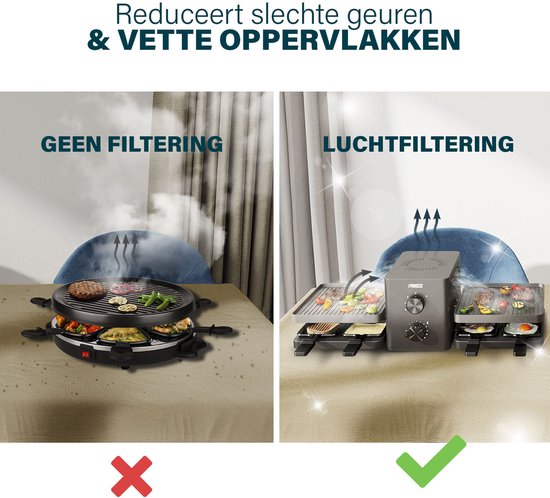 Princess Raclette Purify - 8 personen - Met ingebouwde afzuiging ...