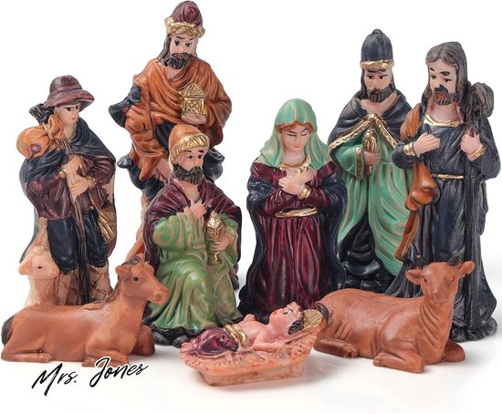 Mrs. Jones Belle Vous Kerststal Beeldjes set 9 Kerstfiguren Feestelijke ...