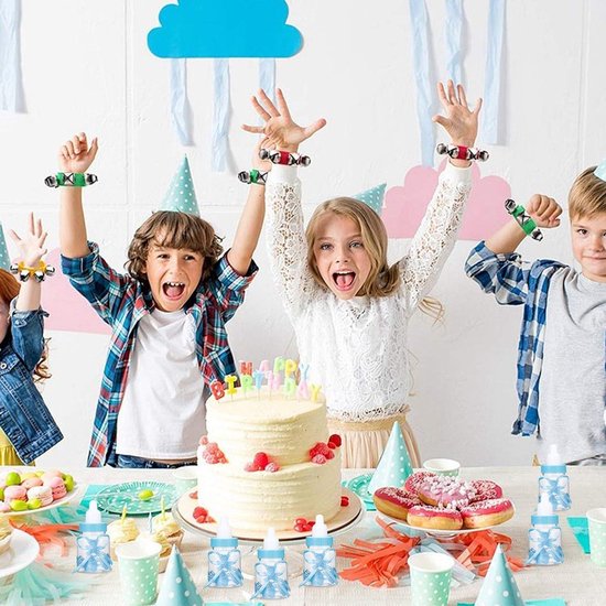 24 stuks transparante kunststof flessen voor babyshower feestgunsten - blauw | bol