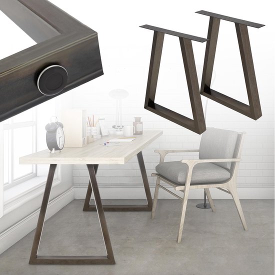 Tafelpoten Tafelframe set van 2 trapezium design 60 x 72 cm antraciet ...