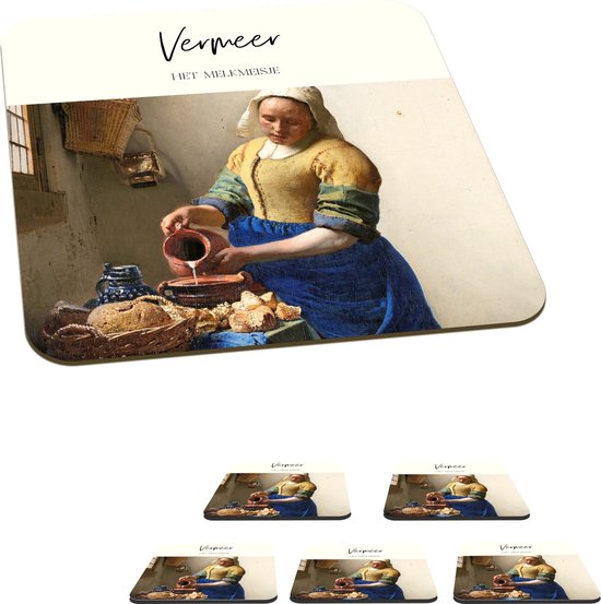 Onderzetters voor glazen - Melkmeisje - Johannes Vermeer - Kunst - 10x10 cm -... | bol