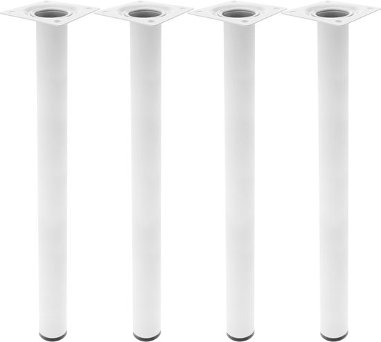 PrimeMatik - Ronde poten voor tafel en meubels. Witte stalen poten 75 ...