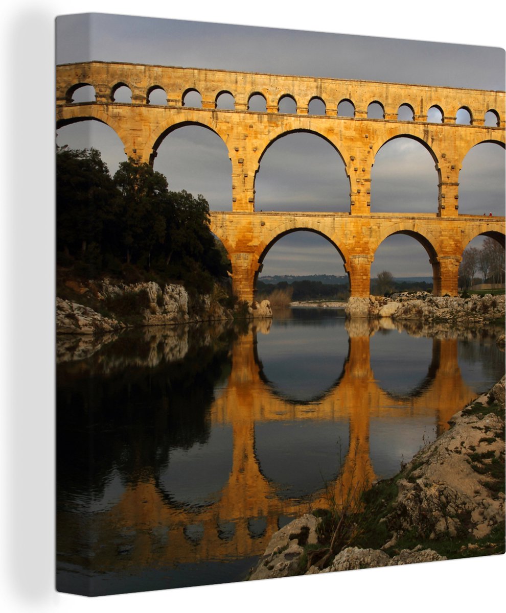 Peintures sur toile - Pont du Gard coloré jaune à travers le soleil de ...