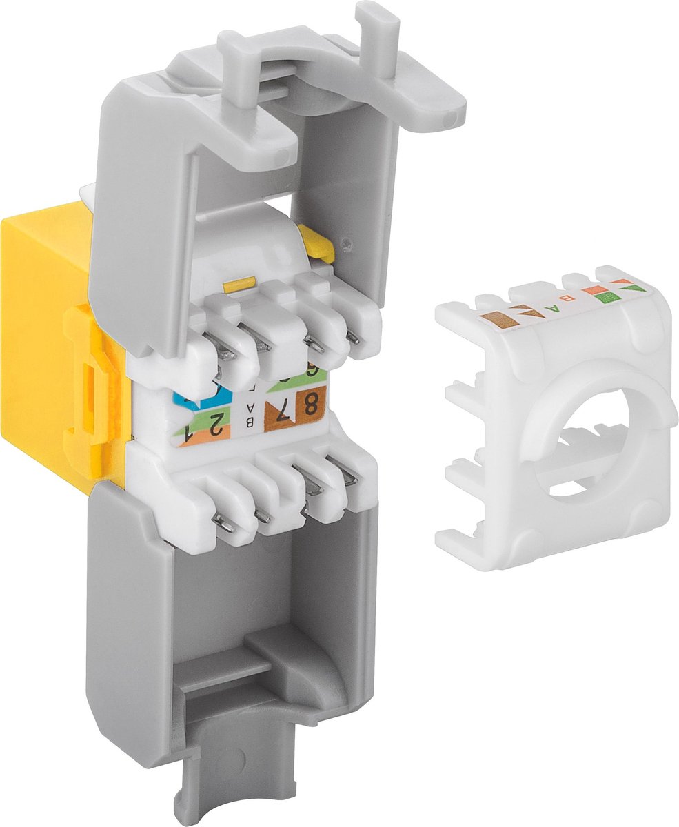 CAT6a UTP Keystone Connector - Toolless - Geel | bol.com