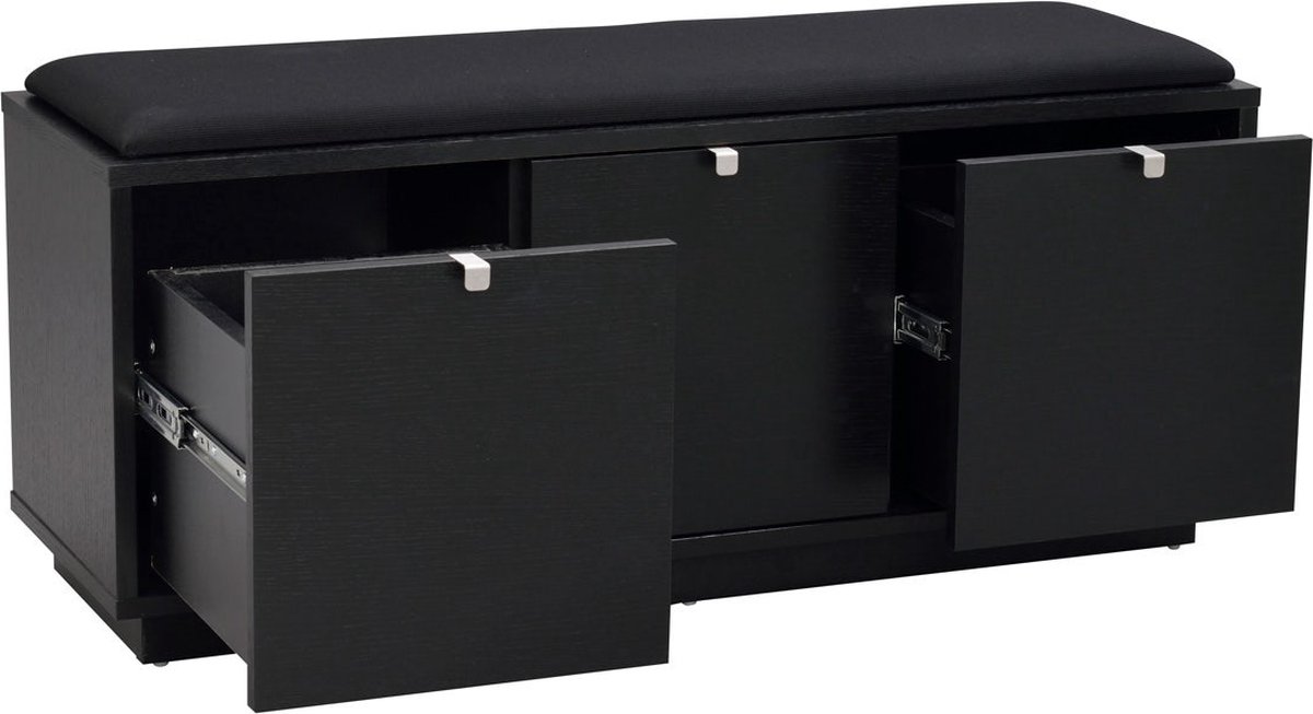 Confetti houten bank zwart met zwart zitkussen - 106 x 45 cm | bol.com