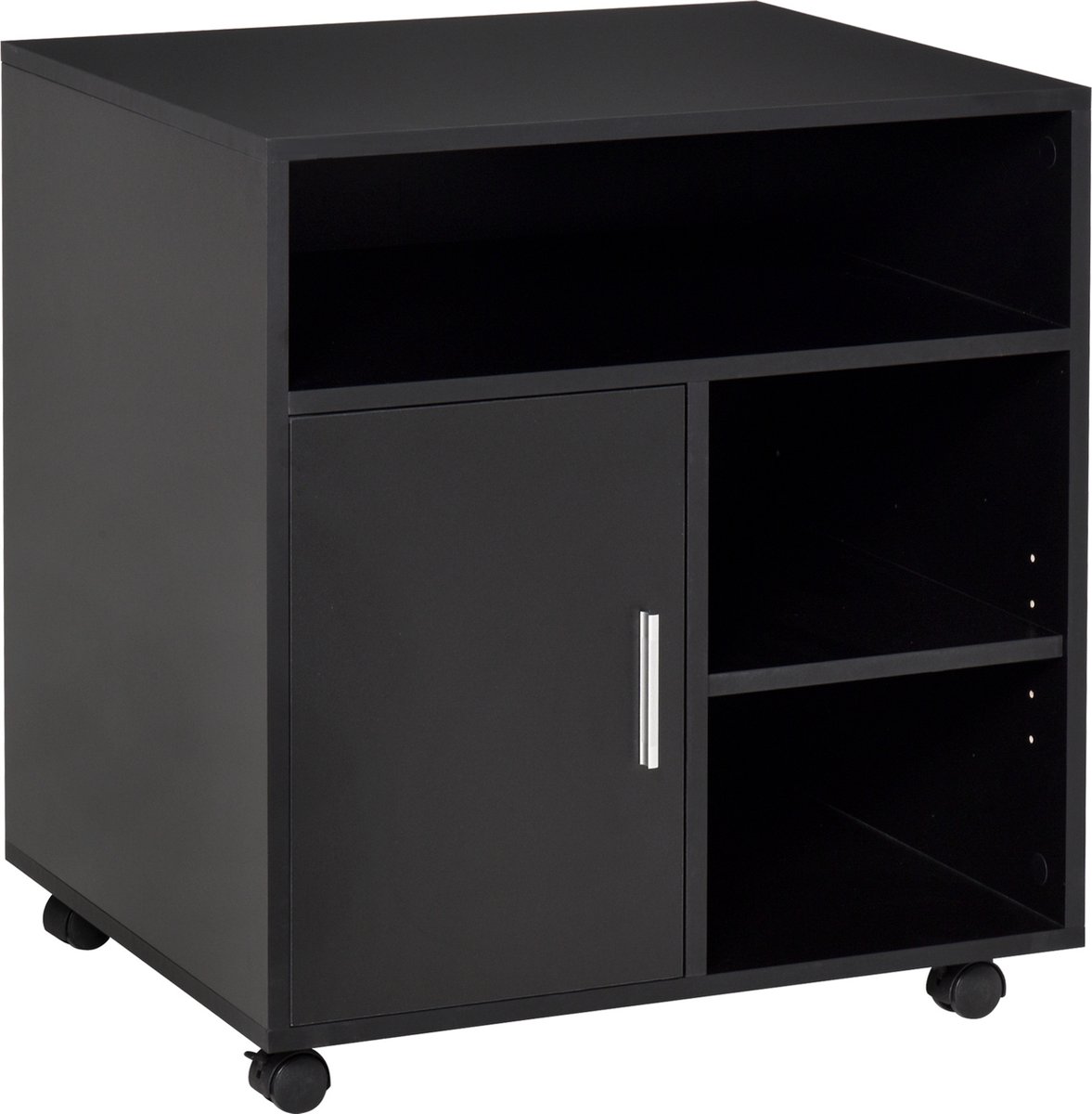 HOMCOM Printerstandaard kantoorwagen trolley met kast + planken ...
