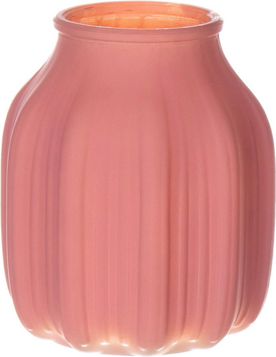 Bellatio Design Bloemenvaas klein - oudroze glas mat - D14 x H16 cm ...