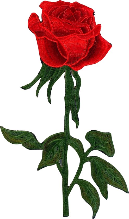 Rode Roos Op Steel Strijk Embleem Patch 14 cm / 23.5 cm / Rood Groen ...
