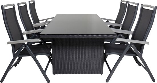 Padova tuinmeubelset tafel 100x200cm en 6 stoel Albany zwart. | bol.com