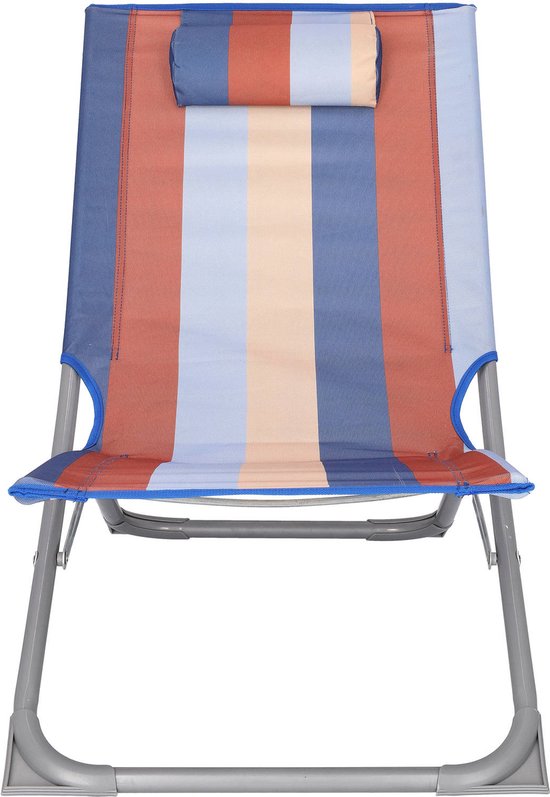 Blokker strandstoel - blauw-terra-roze | bol