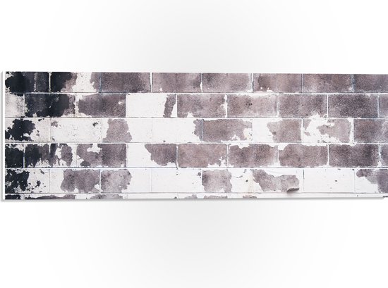 PVC Schuimplaat- Bruine Vlekken op Witte Stenen Muur - 60x20 cm Foto op ...