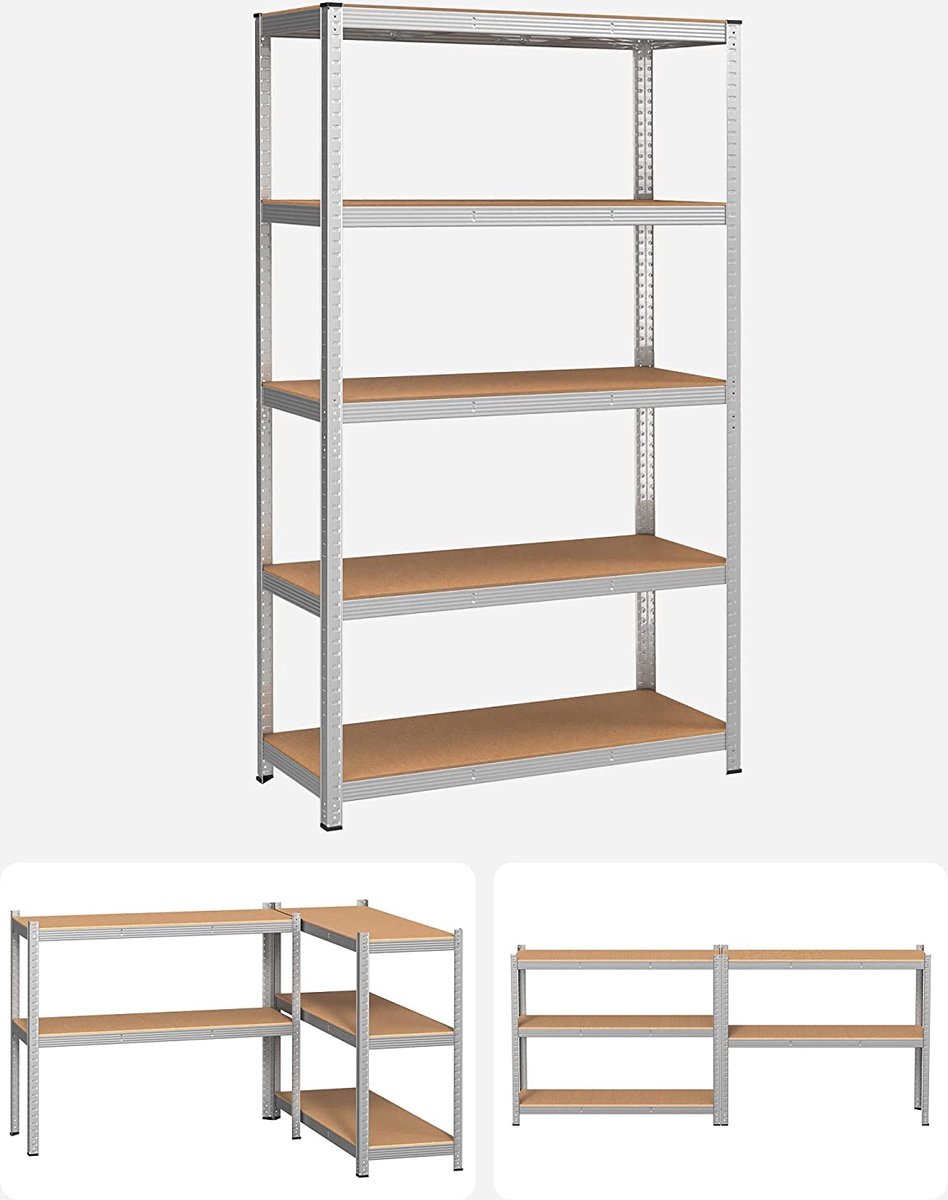 Heavy duty rek, kelderrek, opbergrek, 60 x 120 x 200 cm, rek met stalen ...