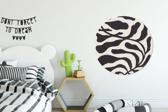 WallCircle - Muurstickers - Behangcirkel - Bladeren - Plant - Pastel - Zwart - 100x100... | bol