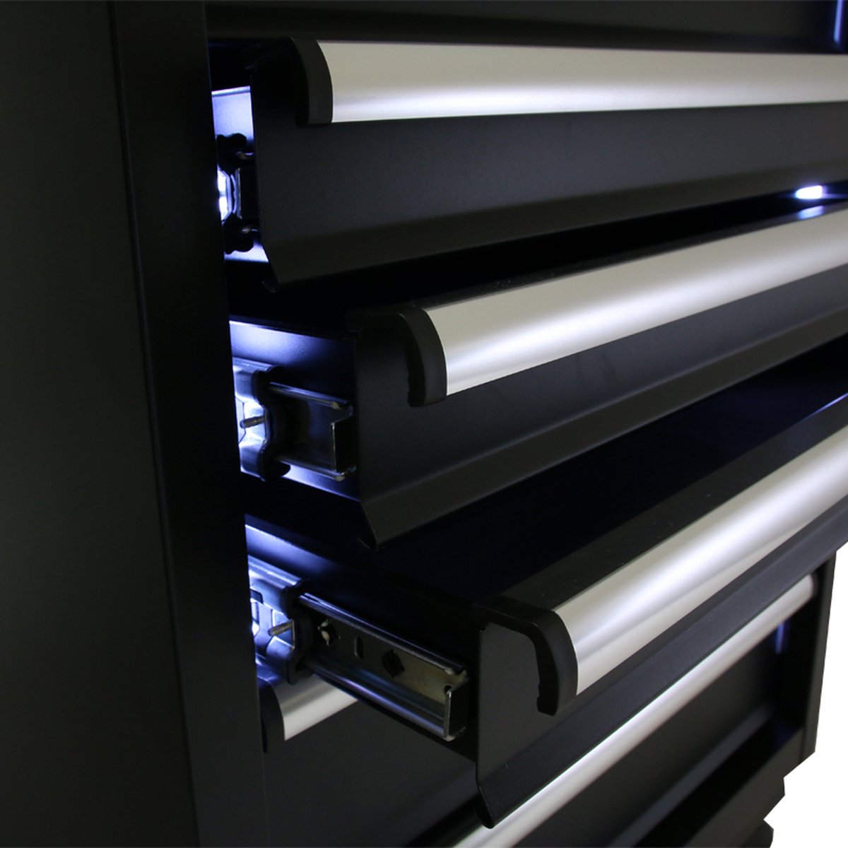 Kraftmeister werkbank 200 cm - Werktafel met 14 laden, led lamp en RVS ...