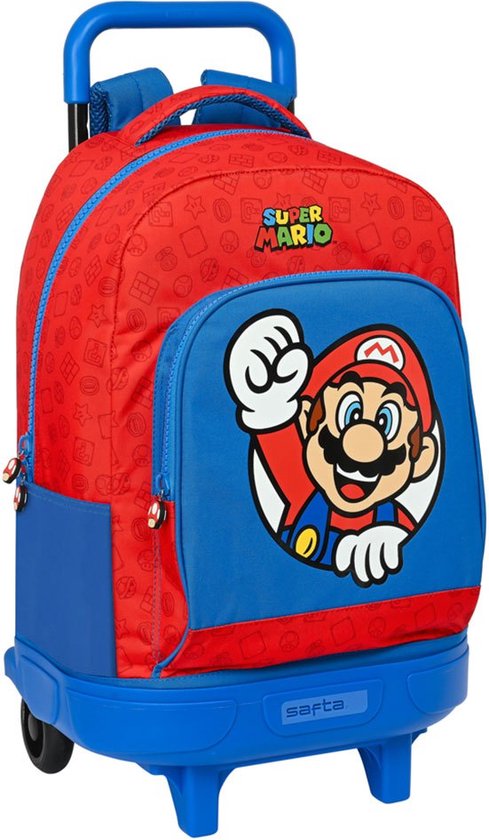 Schoolrugzak met Wielen Super Mario Rood Blauw (33 x 45 x 22 cm) | bol