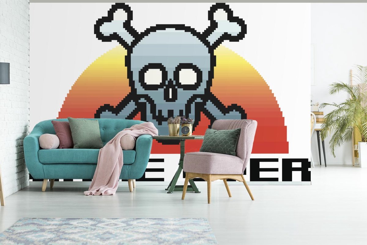 Behang - Fotobehang Gamer - Retro - Game over - Illustratie - Breedte ...