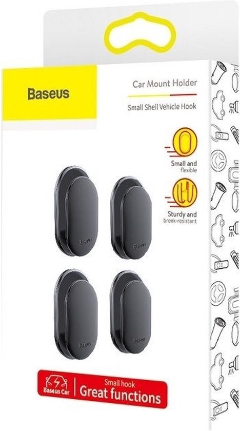 Baseus universele brillenhouders voor auto 4 stuks haakjes - 3M sticker ...