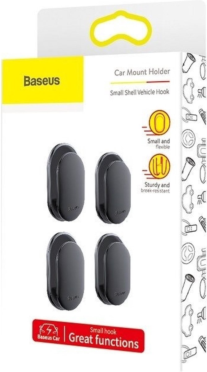 Baseus universele brillenhouders voor auto 4 stuks haakjes - 3M sticker ...
