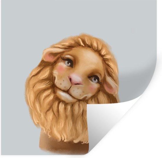 Muurstickers - Sticker Folie - Leeuw - Kinderen - Grijs - 100x100 cm - Plakfolie -... | bol