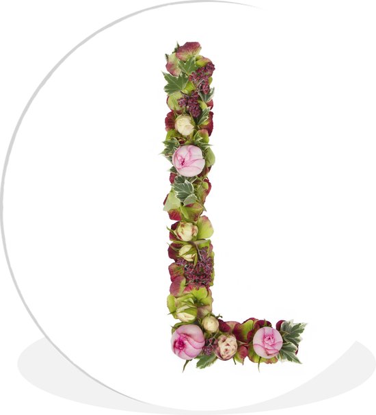 WallCircle - Wandcirkel ⌀ 120 - De letter l gemaakt van bloemen - Ronde ...