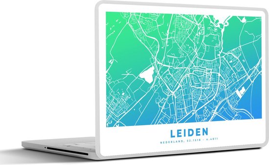 Laptop sticker - 14 inch - Stadskaart - Leiden - Nederland - Blauw ...