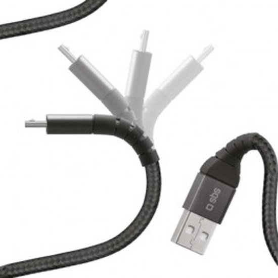SBS Unbreakable USB-A naar Micro USB Kabel 1 Meter - Zwart | bol.com