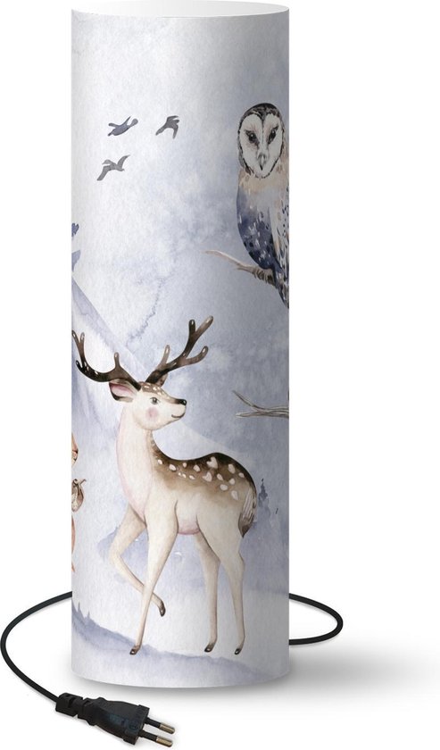 Lampe Hiver - Cerf - Écureuil - Arbre - 70 cm de haut - Ø22 cm - Lampe ...