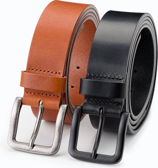 DTCH.FIT Herenriem Leer Jack XXL – Riem Zwart & Cognac - Lange Riem ...