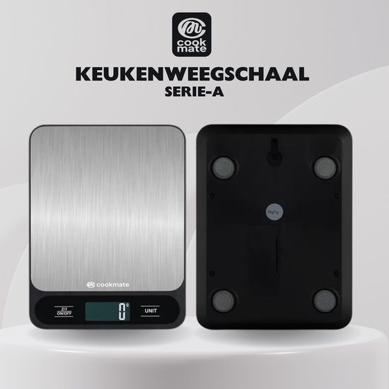 CookMate Keukenweegschaal Digitaal - Weegschaal Keuken - 1g tot 5kg ...