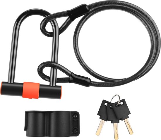 U-slot Fiets met 3 Sleutels, U Fietsslot en 1,2m Flexibele Staalkabel ...