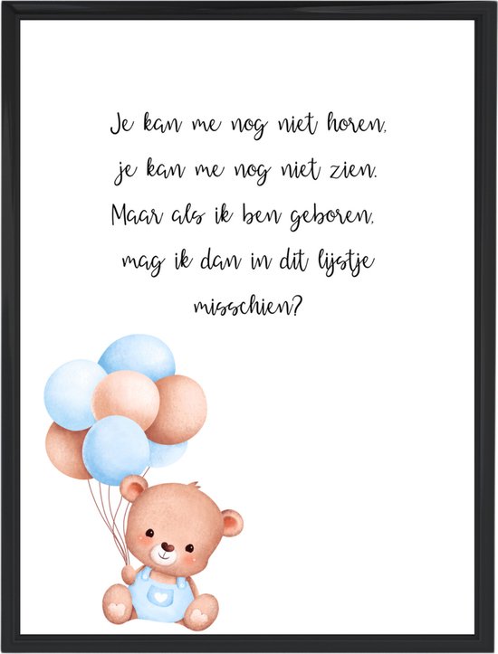 Ingelijste poster zwangerschap aankondiging 'jongen' | A4 formaat ...
