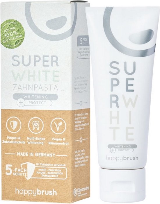 Super White whitening tandpasta met extra bescherming - 75 ml - Vegan ...
