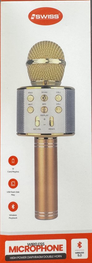 Swiss - Wireless - Draadloos - Microphone - Karaoke - Rose Gold | bol