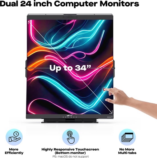 Mobile Pixels Geminos T - Gestapelde Dubbele 24 Inch Monitor - FHD ...