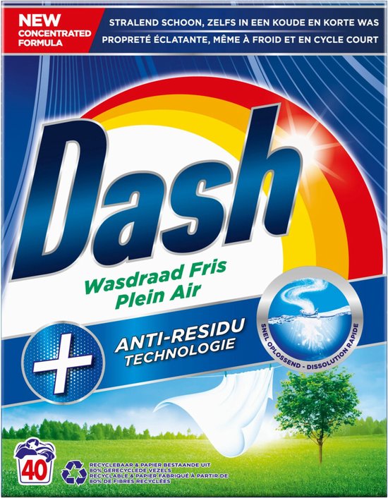 Dash - Waspoeder - Witte en Gekleurde Was - Wasdraad Fris - 40 ...