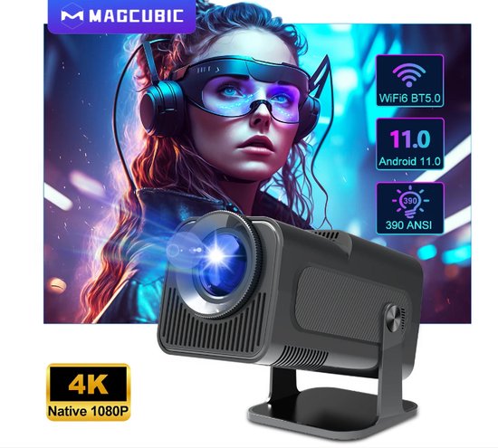 Magcubic HY320 - Nieuwe Ultieme Draagbare Beamer - 2024 model - WiFi 6 ...