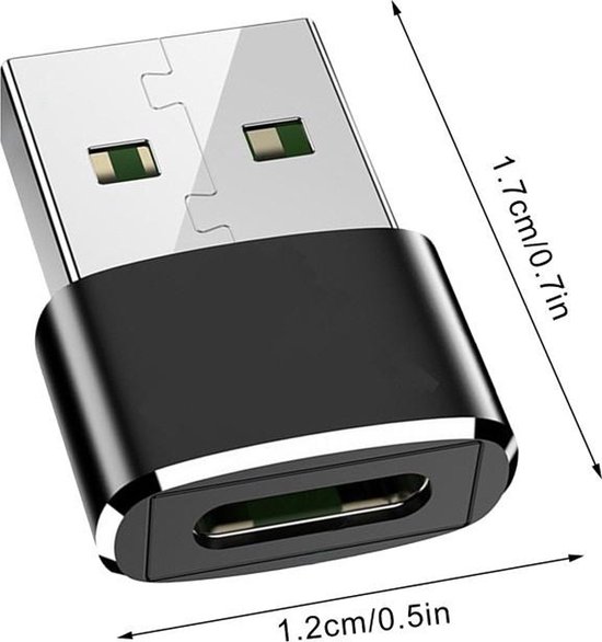 USB Adapter - USB-A (m) naar USB Type-C (v) - USBC2 - Zwart - 2 stuks | bol