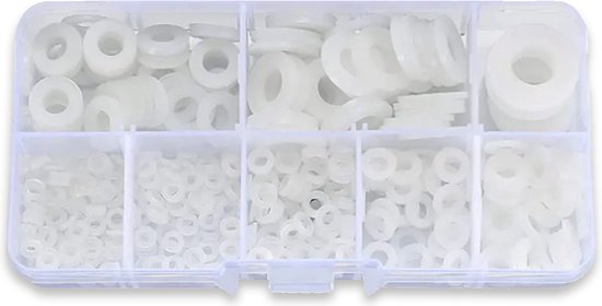 Nylon Platte Ringen Assortiment - M2 t/m M8 - 500-delig - Wit | bol