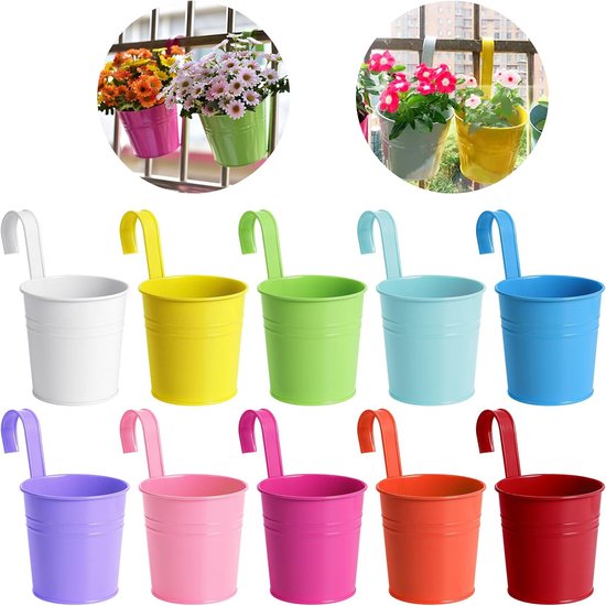 Metalen ijzeren bloempotten, hangende plantenpotten voor buiten met ...