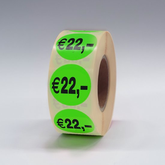 “€22” Prijs Stickers op rol 35mm groen - 1000ex. | bol