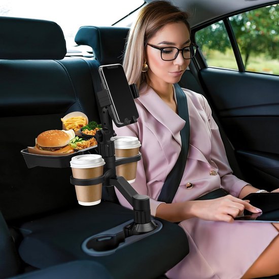 Bekerhouder Auto Tafelblad, 360° Rotatie Uitbreidbare Basis Dubbele ...