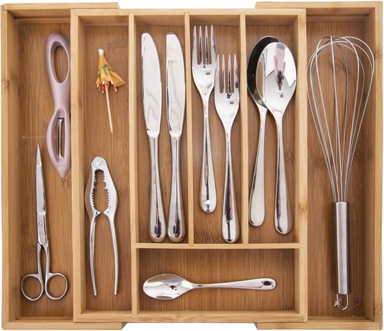 Uitschuifbare Bestekbak Bamboe 35,5x26 cm - Bestekhouder ...