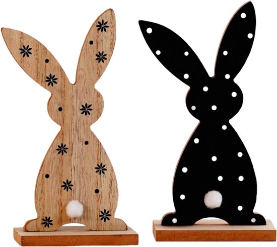Set van 2 houten paashazen, 32 cm, grote paashazen, decoratie, moderne ...