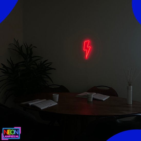 Neon Lamp - Bliksem Rood - Incl. 3 Batterijen - Neon Verlichting - Neon ...