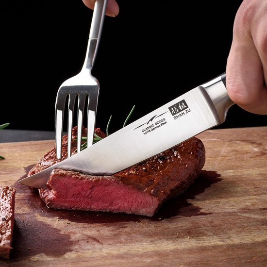 Steakbestek, 4-delig, steakvork, steakmes, roestvrij staal, gepolijst ...