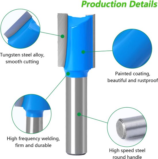 7 stuks frees voor bovenfrees, 8 mm schacht, boordfrees, freesset ...